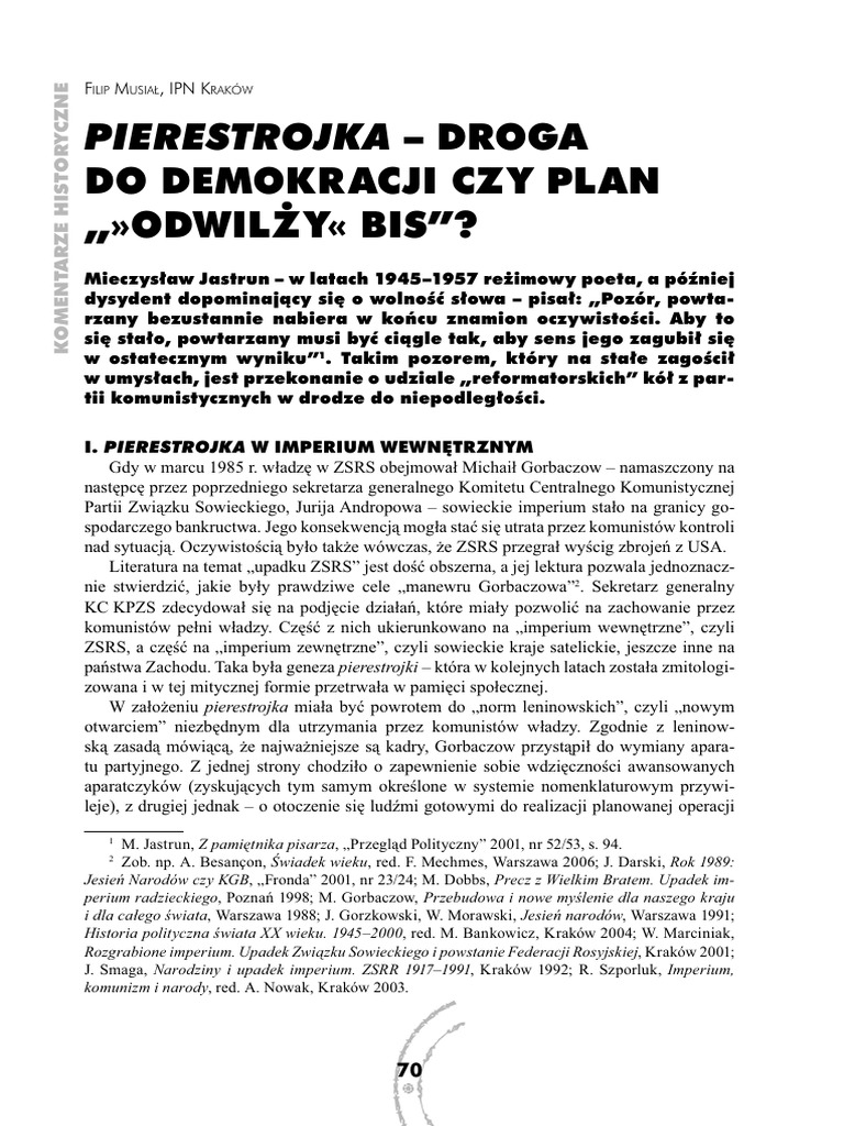Pierestrojka - Droga Do Demokracji Czy Plan Odwilzy Bis, 5460 | PDF