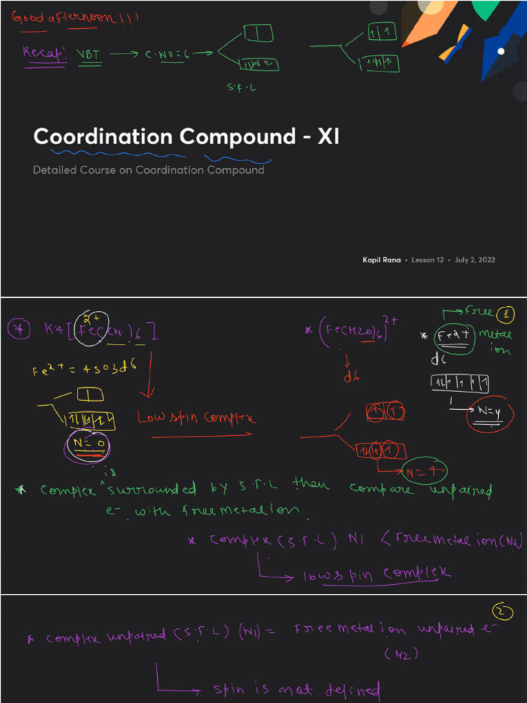 Coordination Compound XI With Anno | PDF