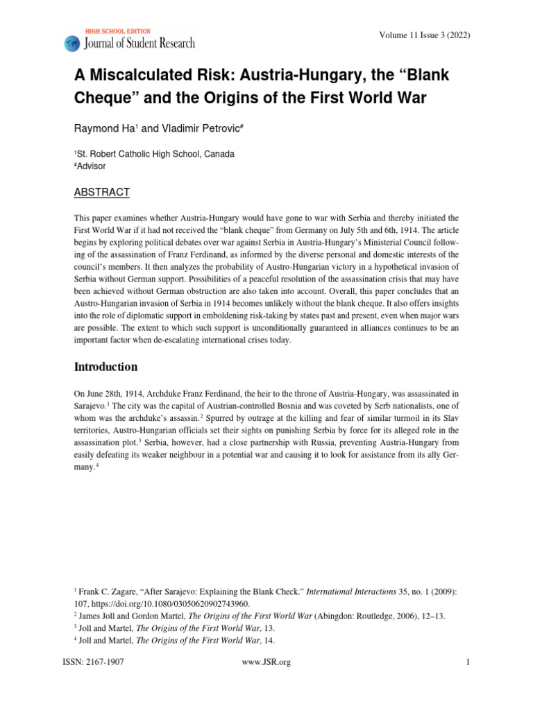 Austria-Hungary's Blank Cheque in WW1 | PDF | Austria Hungary | World War I