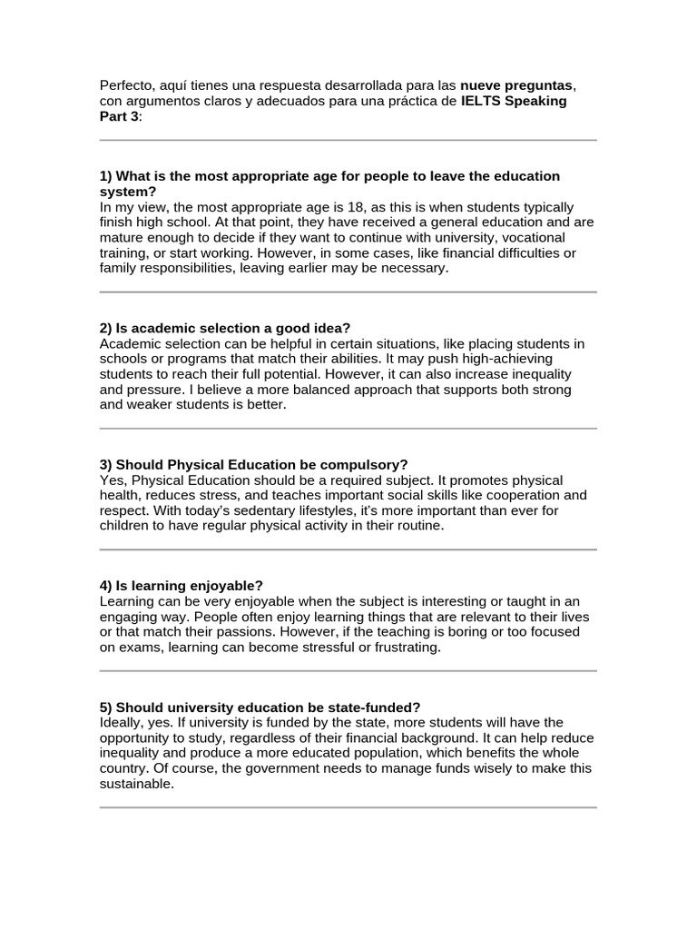 IELTS Speaking Part 2: Education Insights | PDF | Teachers | Intelligence