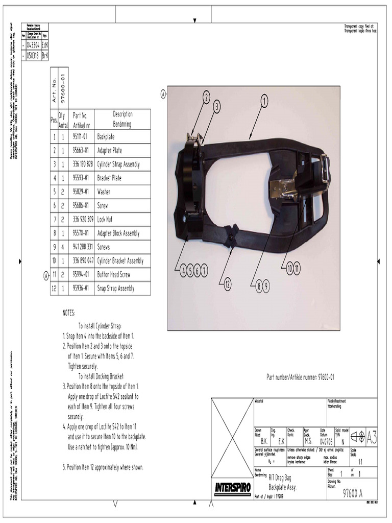 RIT Drag Bag Backplate Assy | PDF