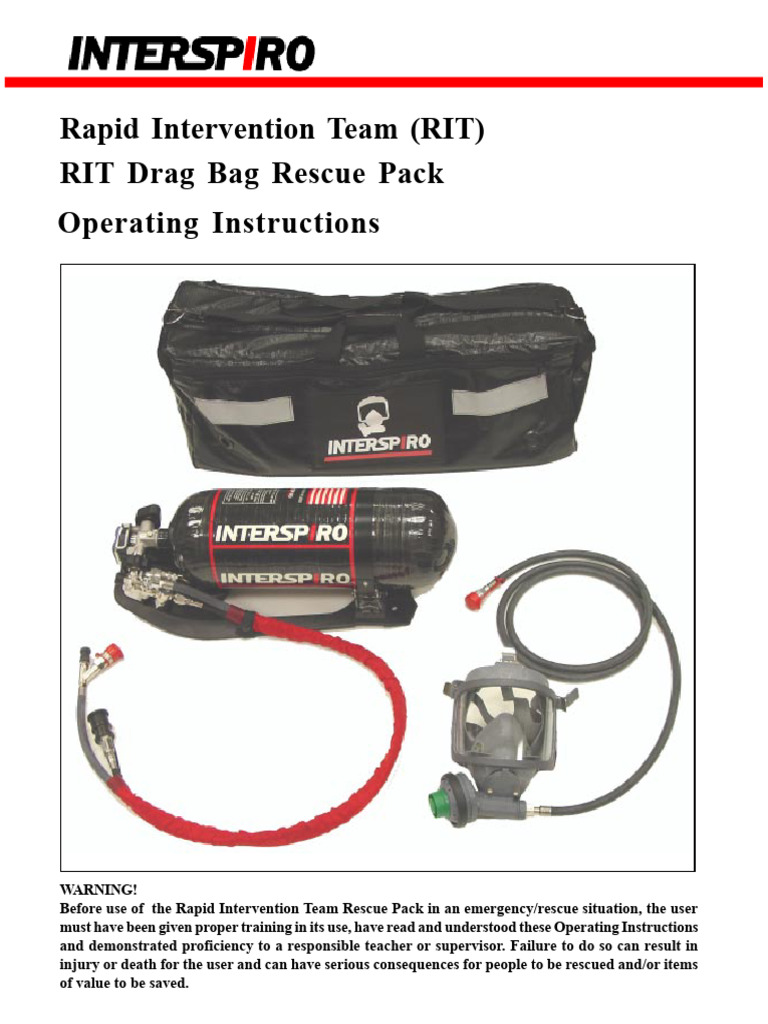 RIT Rescue Pack Operating Instructions | PDF | Breathing | Valve