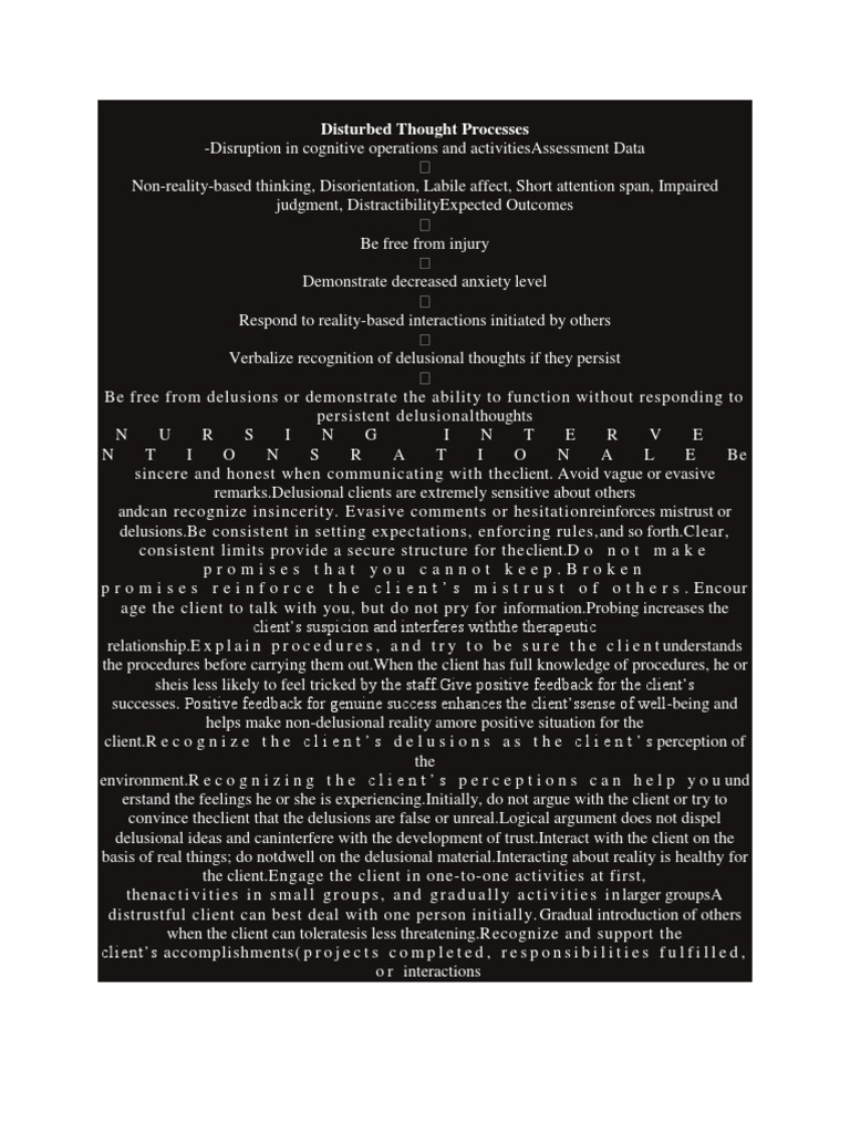 Disturbed Thought Processes | Delusion | Schizophrenia