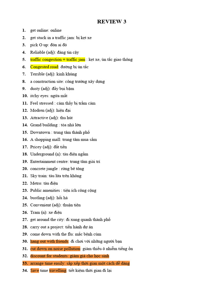 Urban Vocabulary and Exercises Guide | PDF | Cost Of Living