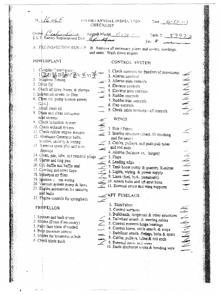 100 HR - Annual Inspection Checklist-Master | PDF