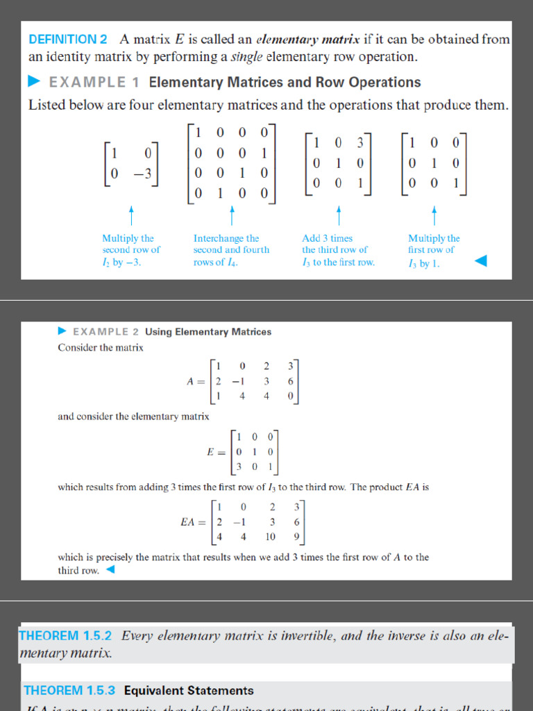 1.5 Elementary Matrices and a Method for Finding A−1 | PDF