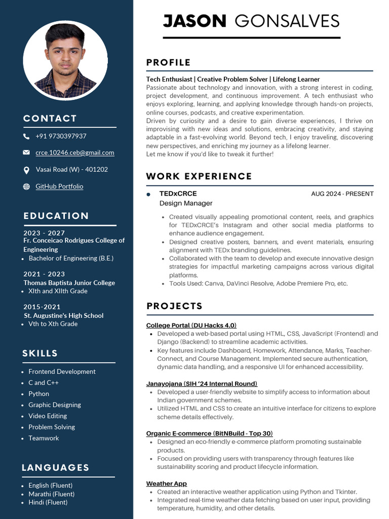 Jason Gonsalves Resume 20250321 135537 0000 | PDF | User Interface ...