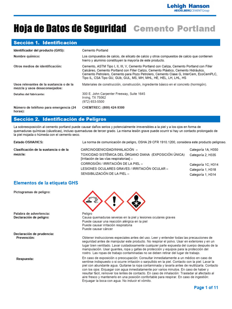 LEHIGH HANSON - Cemento Portland | PDF | Cemento | Sal (química)