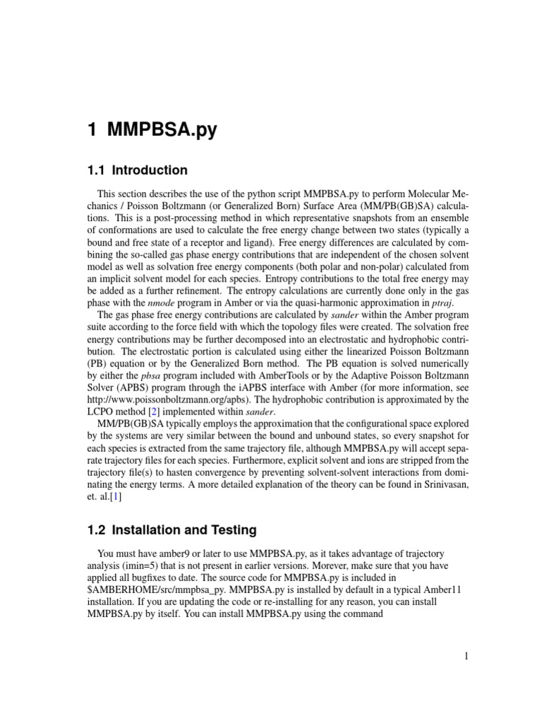 An Overview of Using MMPBSA.py to Perform MM/PB(GB)SA Calculations for Estimating Binding Free ...