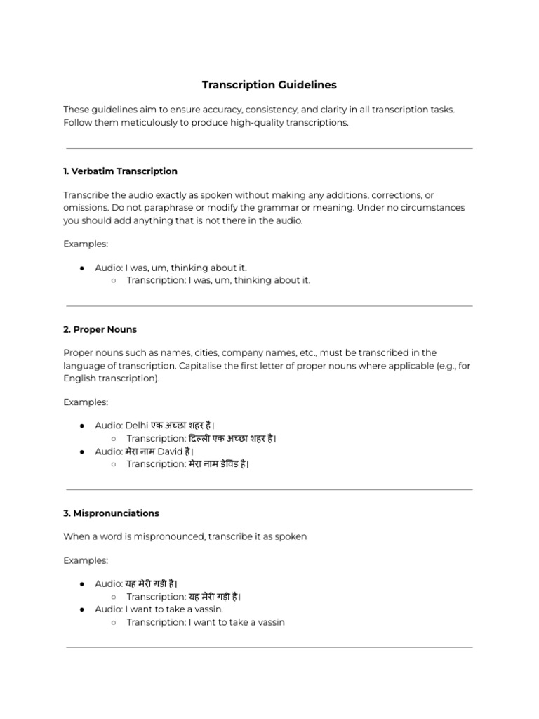 Transcription Guidelines - March 2025 | PDF | Acronym | Linguistics