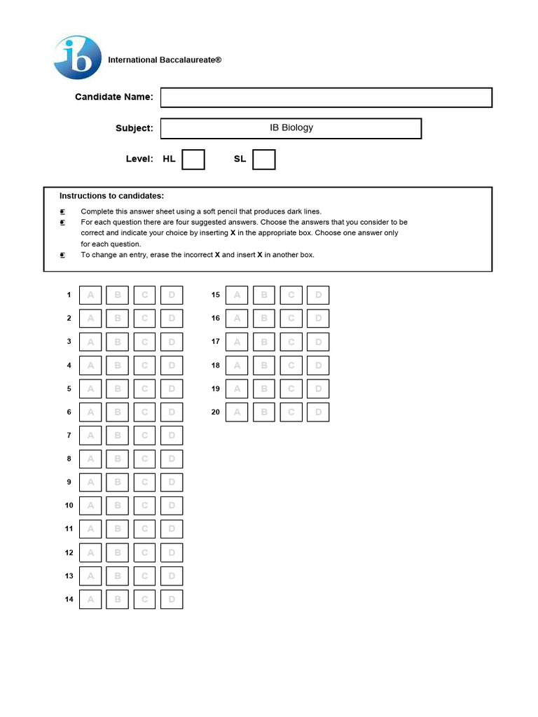 IB MCQ Answer Sheet Template | PDF