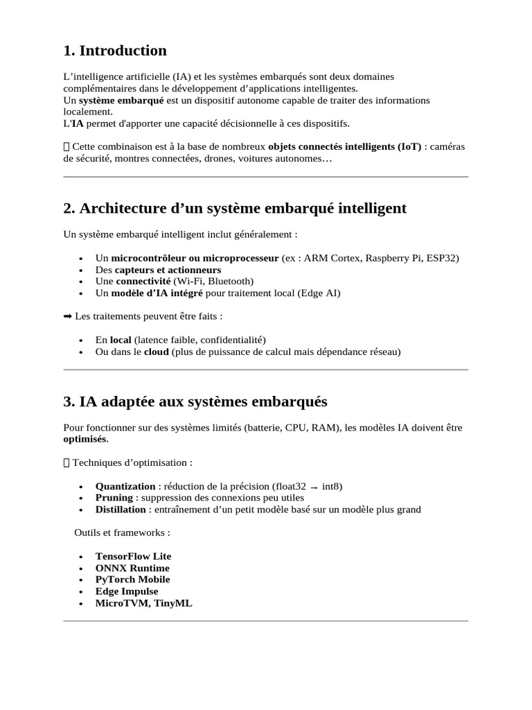 IA et Systèmes Embarqués : Guide Complet | PDF