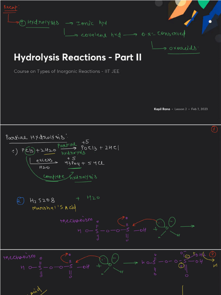 Hydrolysis Reactions Part II With Anno | PDF
