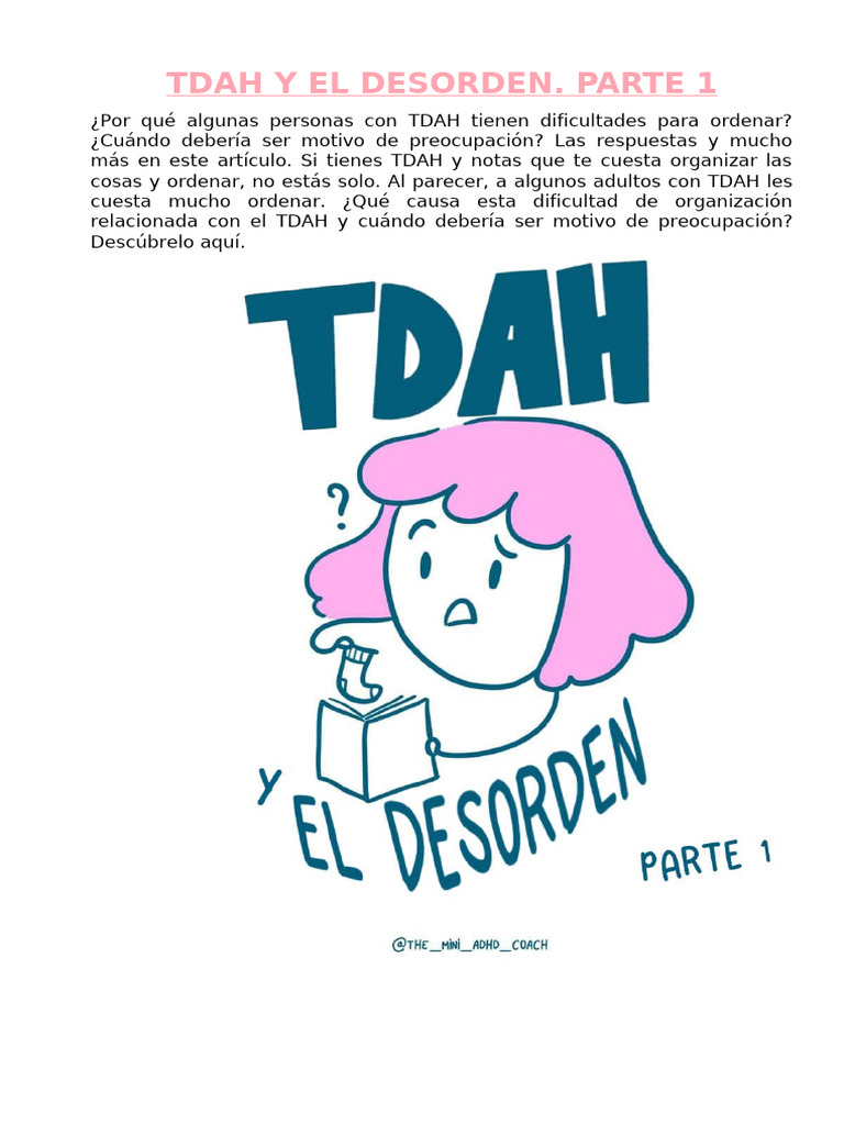 TDAH y Desorden: Dificultades de Organización | PDF | Desorden ...