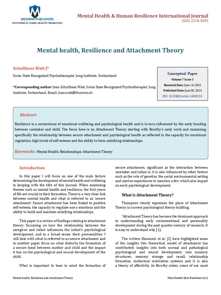 Mental Health, Resilience and Attachment Theory | PDF | Attachment Theory | Neuroscience