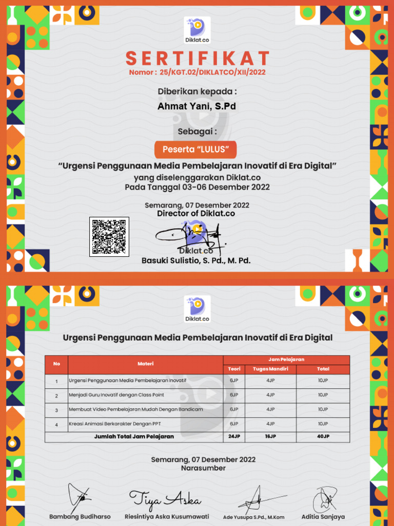 Ahmat Yani, S.Pd. - Sertifikat1 | PDF