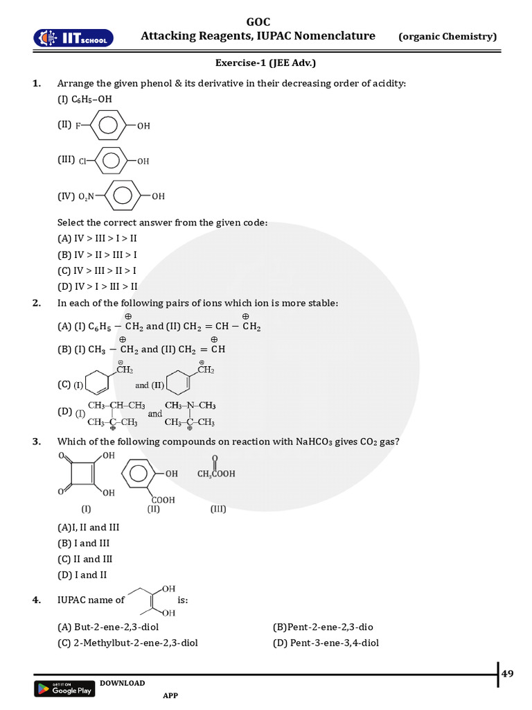 Sheet - 01 - GOC, Attacking Reagents, IUPAC Nomenclature | PDF | Aromaticity | International ...