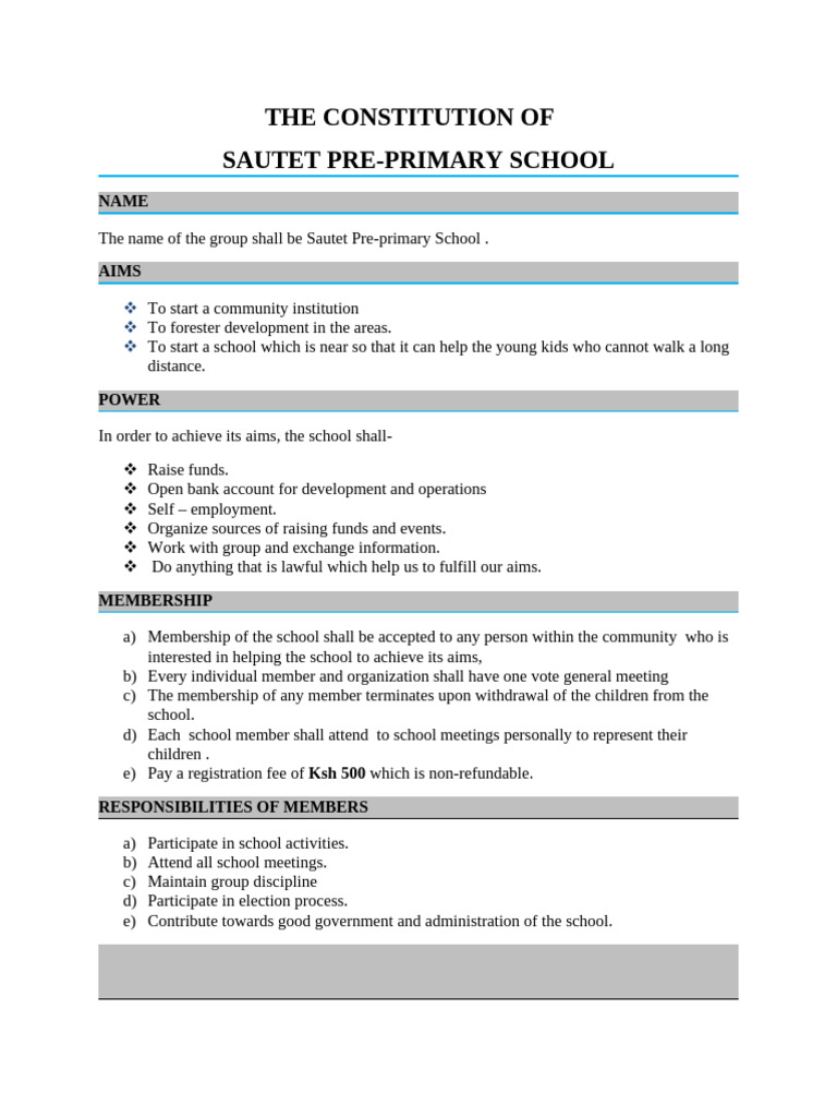 Sautet School Constitution | PDF | Government