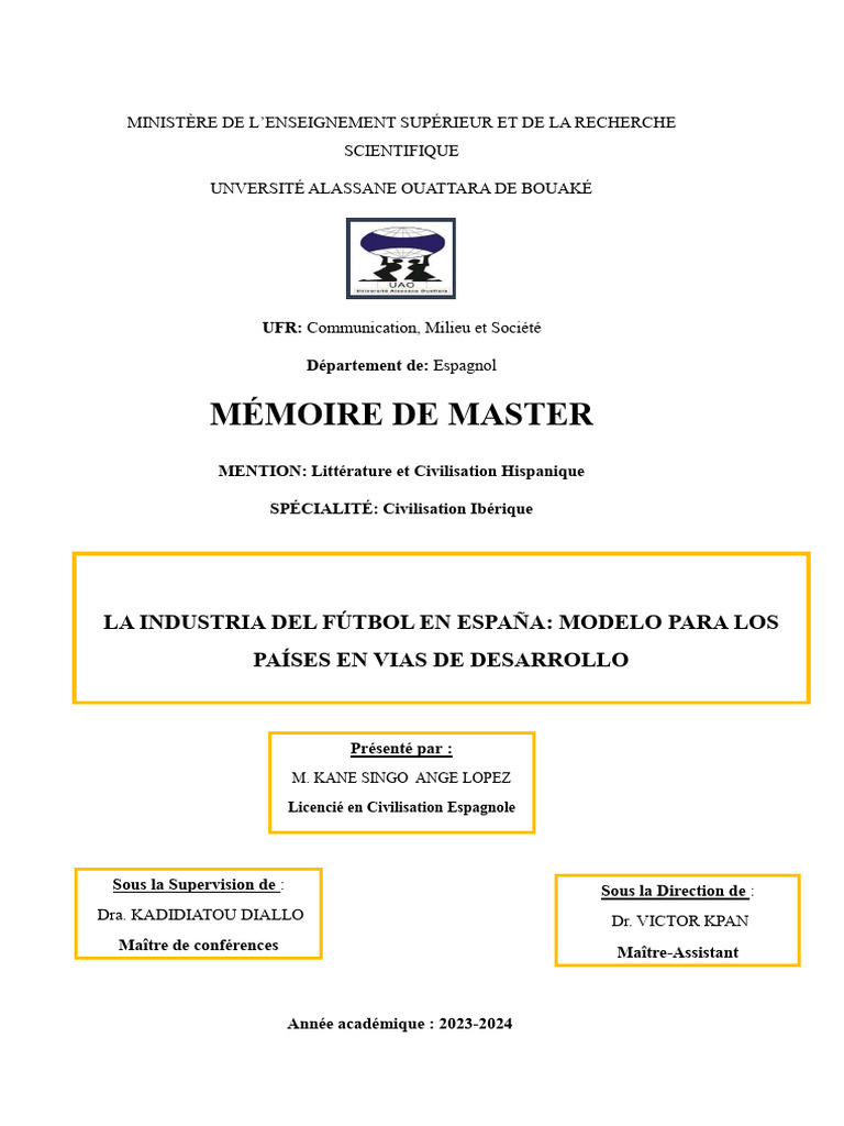 Mémoire de Master 2 Kané Singo Ange Lopez Ibériques 2024 | PDF | España ...