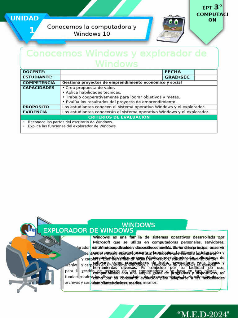 Ficha de Actividad Ept 3°-Semana 3 | PDF | Microsoft Windows | Archivo de computadora