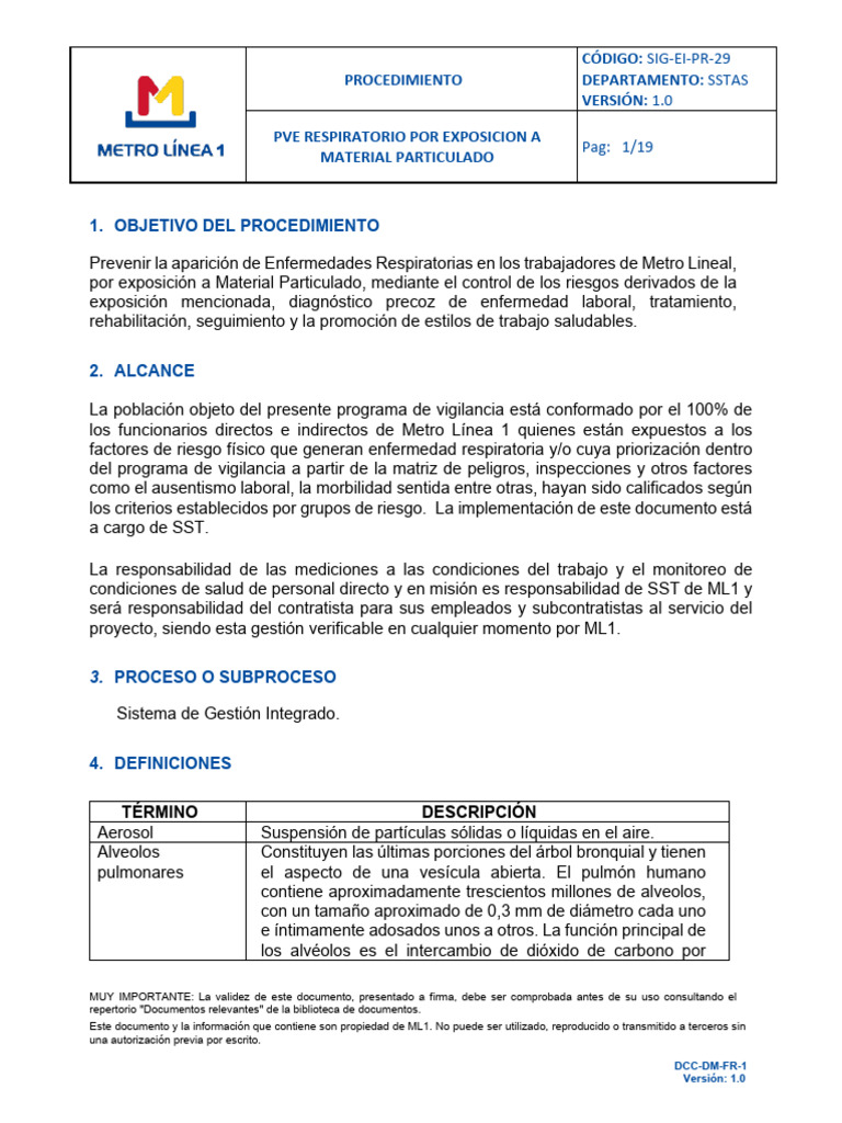 Sig Ei PR 29 Pve Respiratorio Material Particulado | PDF | Carcinógeno ...