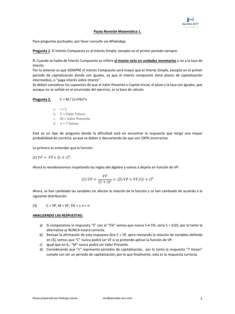Ejercicios Matematicas | PDF | Interés | Inflación