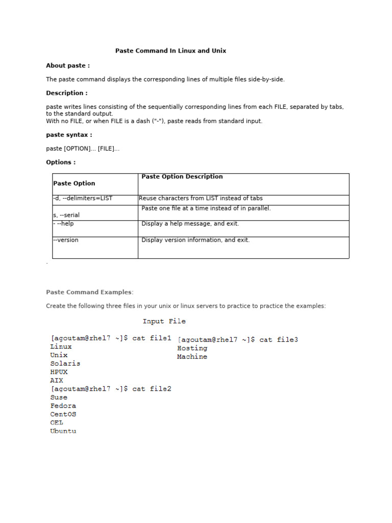 RHEL 7 String Manipulation Paste Command | PDF | Unix | Computer Science