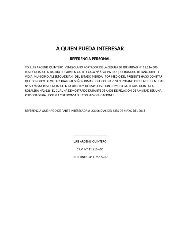 A Quien Pueda Interesar | PDF
