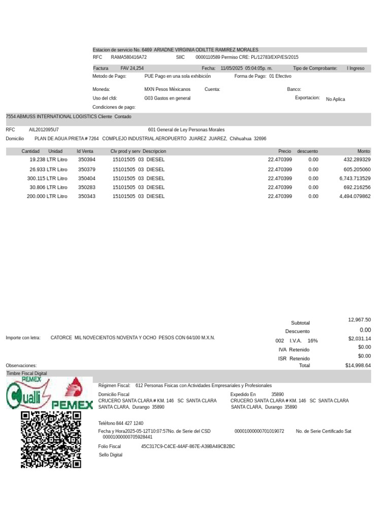 CFDi FAV 24254 AIL2012095U7 20250511 170405 | PDF