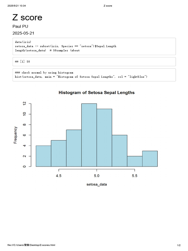 Z-Score Analysis of Iris and Tooth Growth | PDF