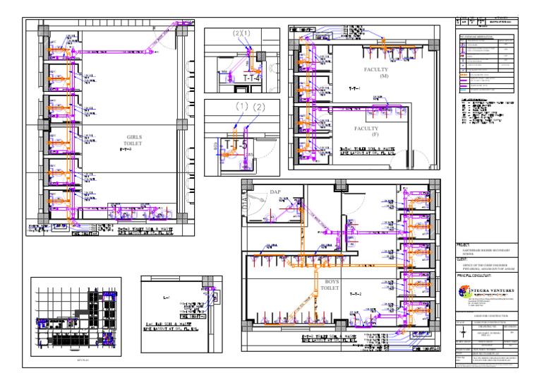 Phe-01) All Plumbing Drainage Details DWG Layout For Groung Floor Plan ...
