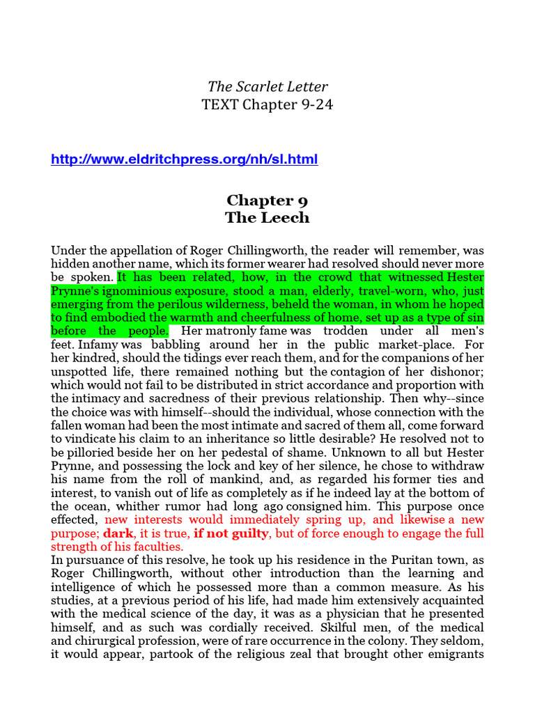 3.c TEXT the Scarlet Letter - Ch. 9-24 - LCM I 2024-25 | PDF | The ...