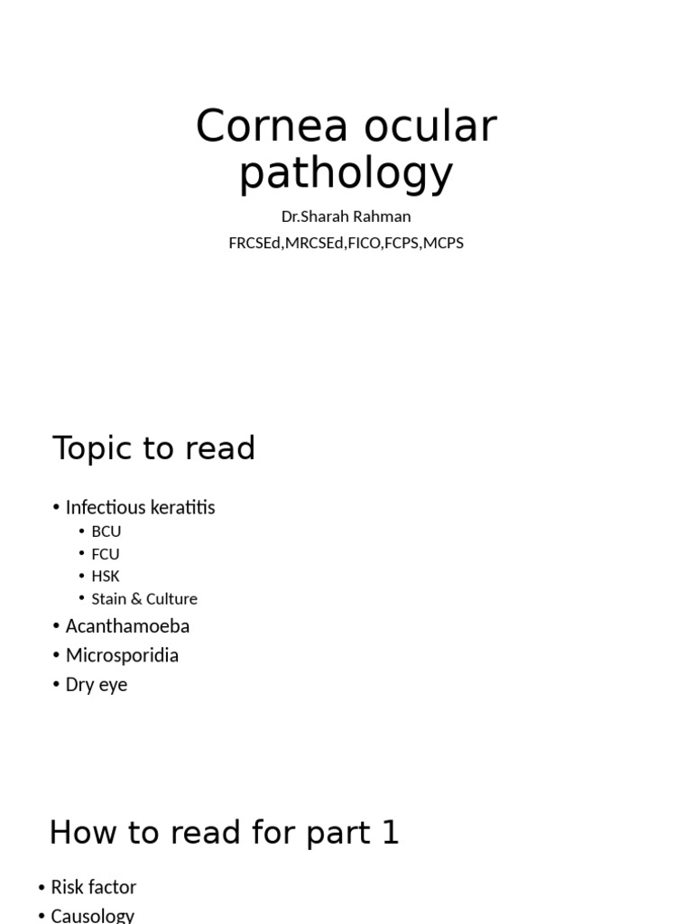 Cornea Ocular Pathology 1 | PDF | Cornea | Contact Lens
