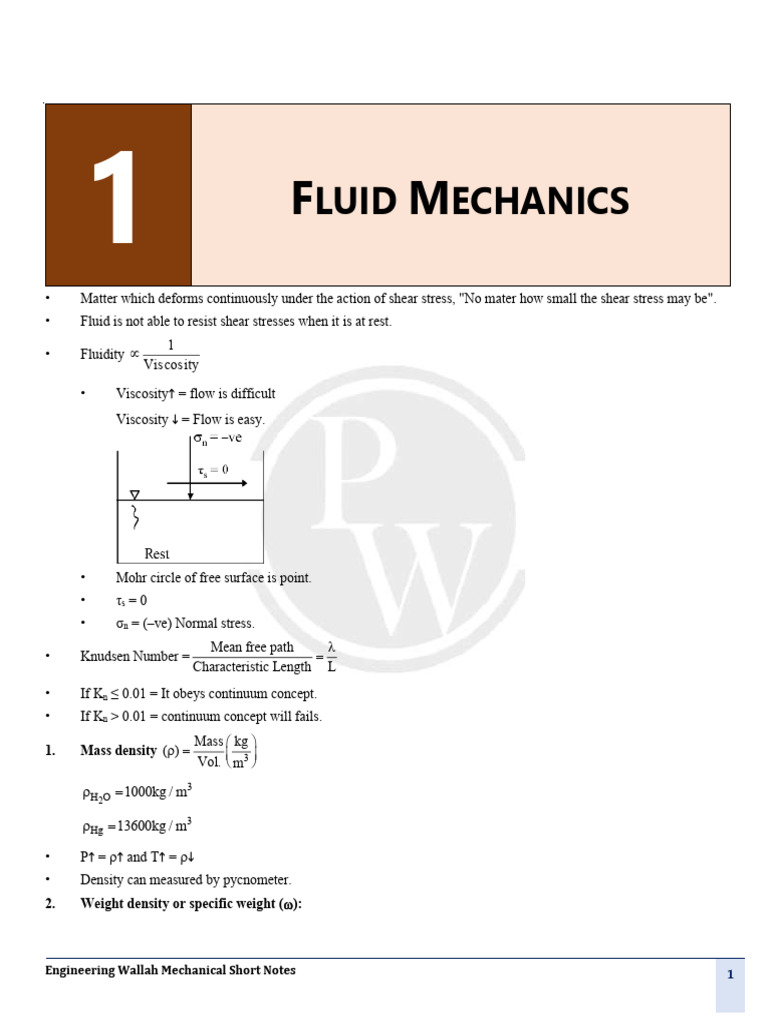 Fluid Mechanics - Short Notes (English) | PDF | Fluid Mechanics | Buoyancy
