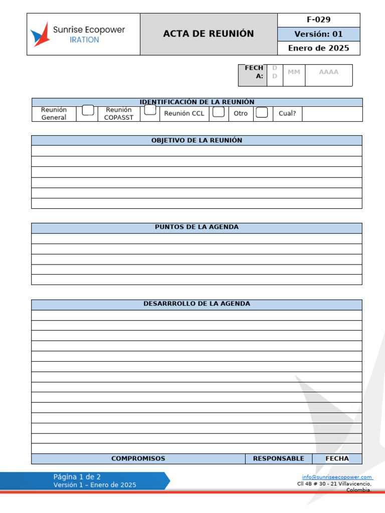 F-021 Acta de Reunión | PDF