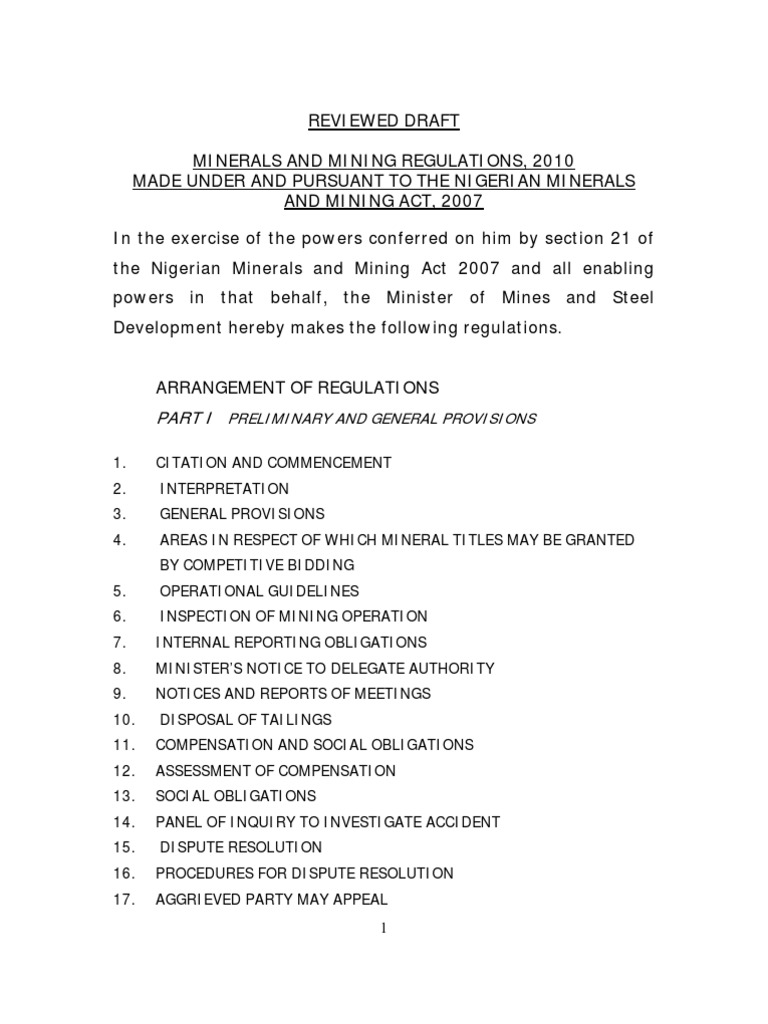 Mining Regs 2010 Final Draft | PDF | Mining | Lease