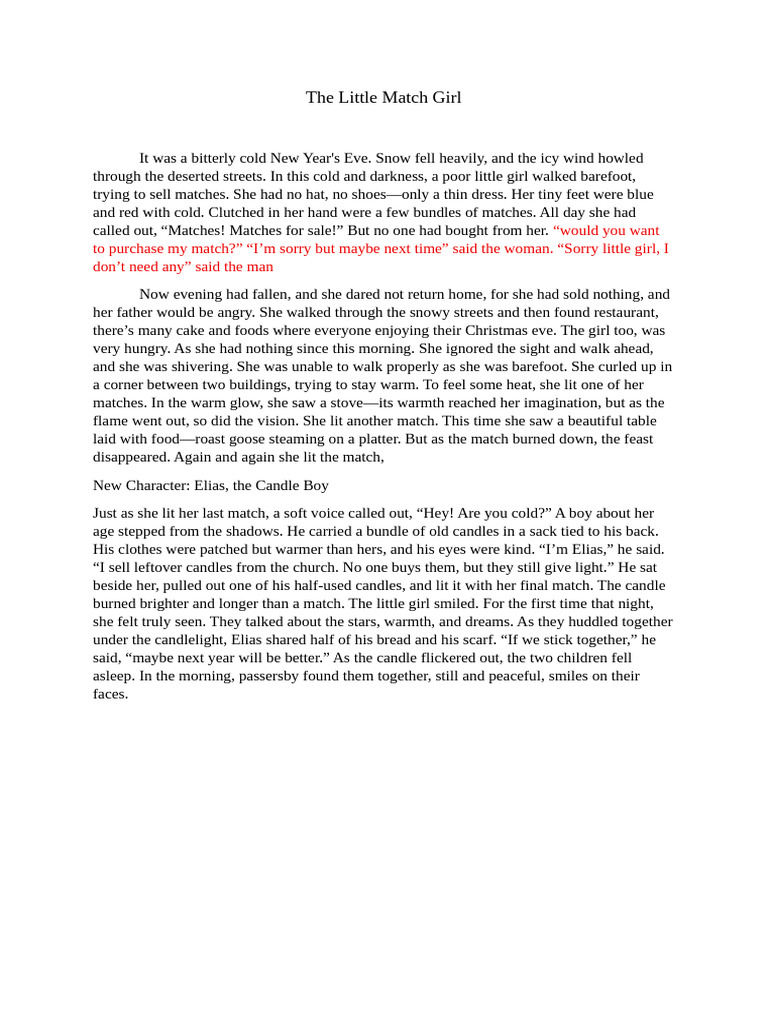 The Little Match Girl's Hopeful Encounter | PDF
