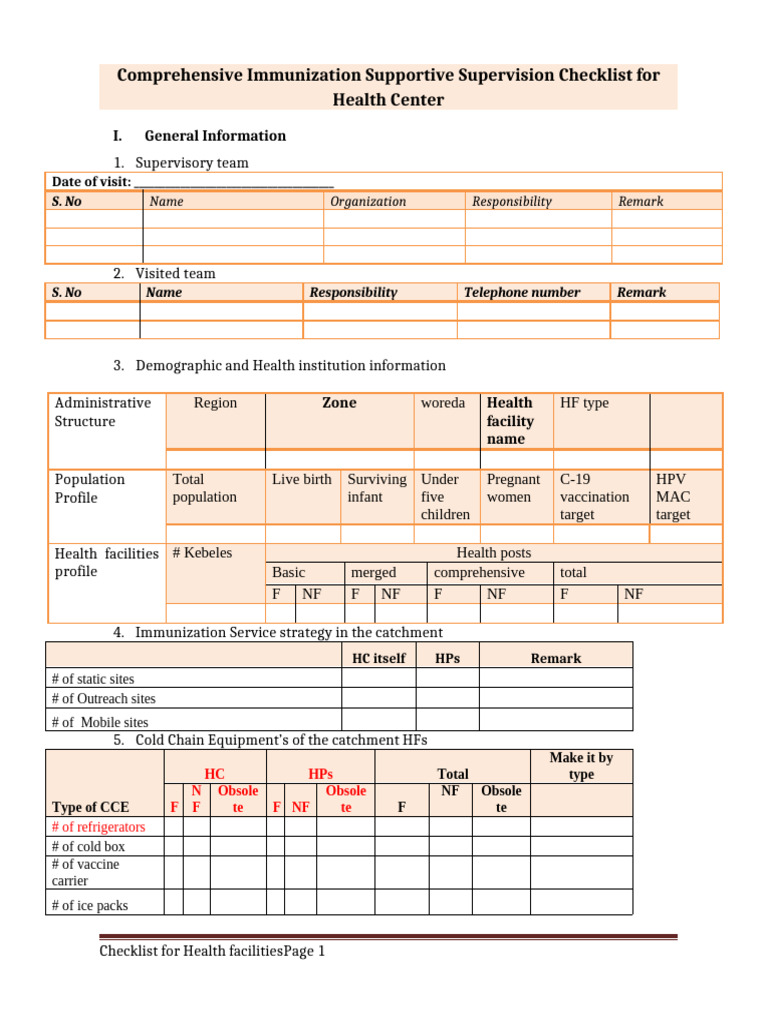 EPI SS Checklist - Health Center | PDF | Vaccines | Public Health