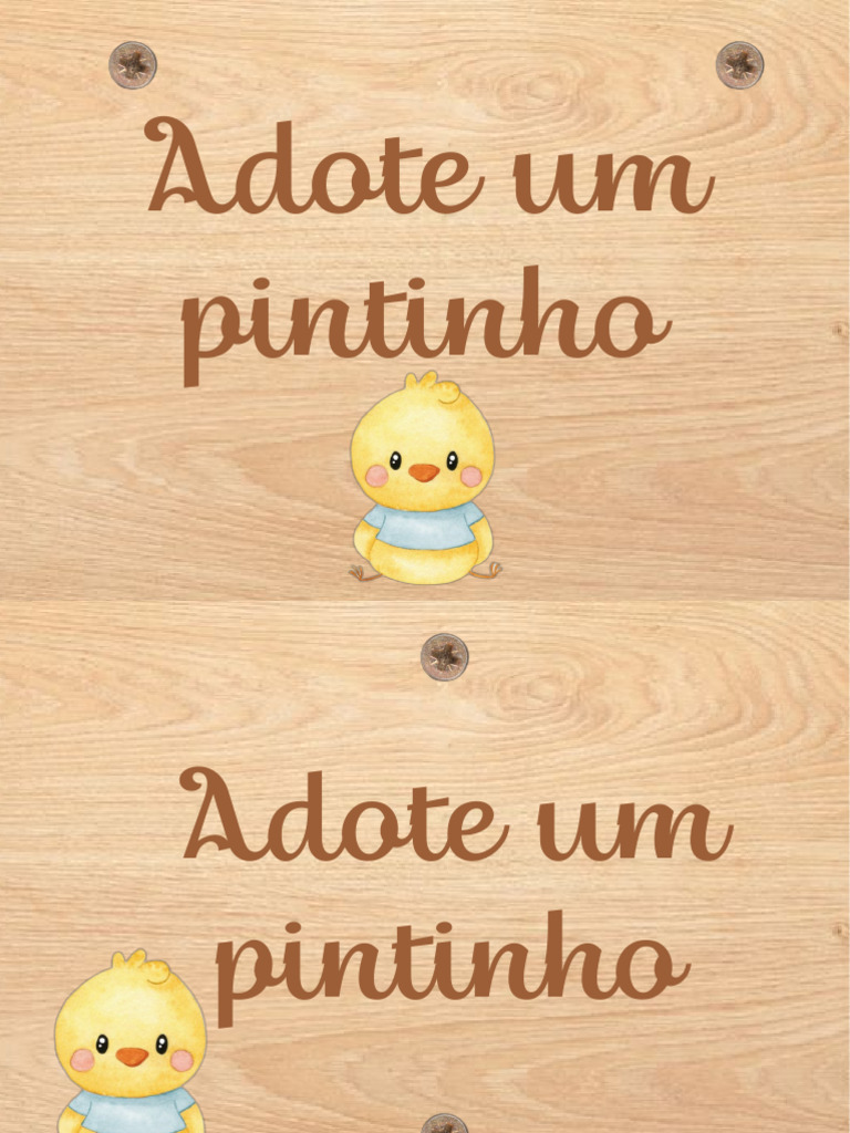 Plaquinha Aniversário Fazendinha - Adote Um Pintinho | PDF