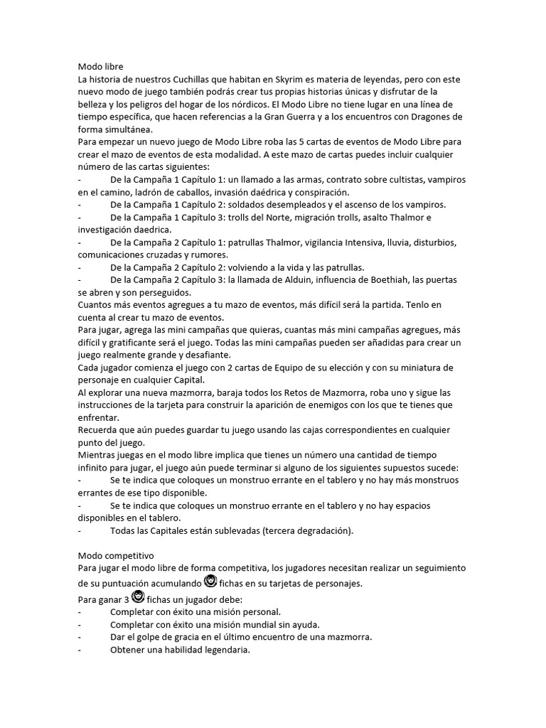 Modo - Libre - Espanol Skyrim | PDF | Juego de azar | Videojuegos