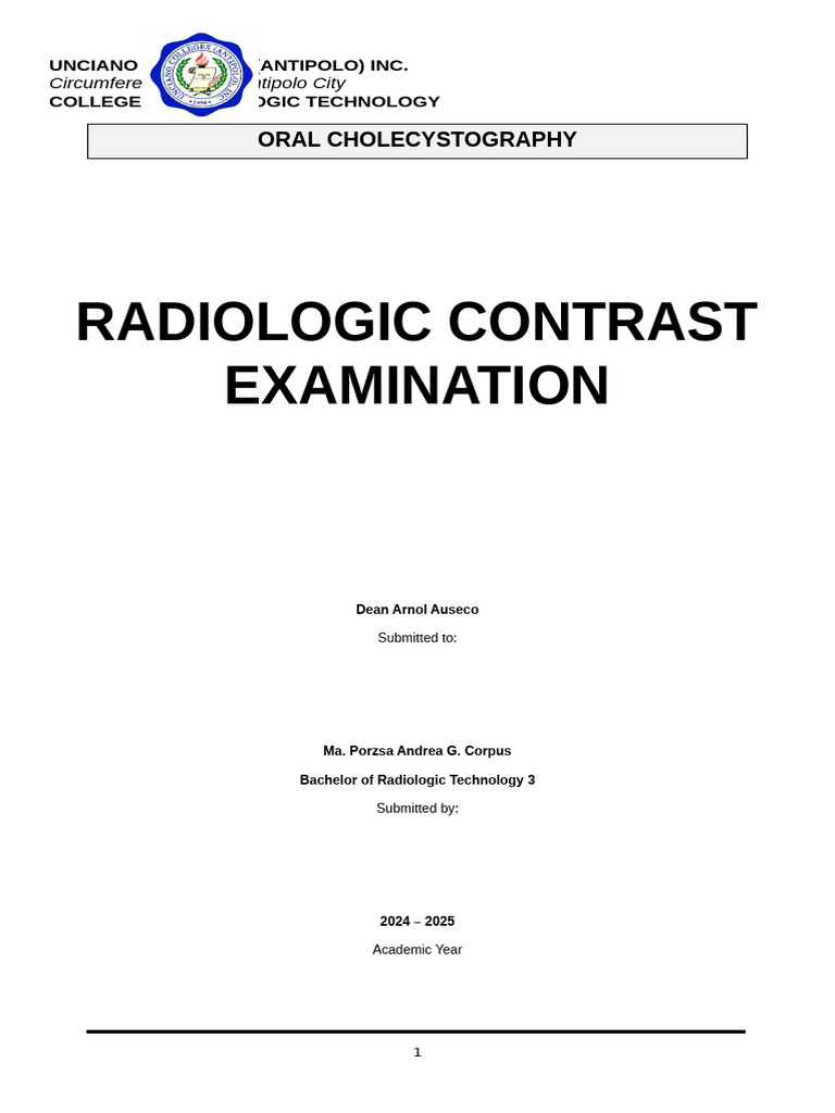 Radiologic Contrast Examination Guide | PDF