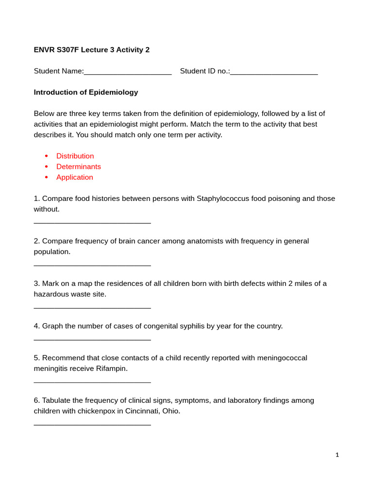 Epidemiology Key Terms and Activities | PDF