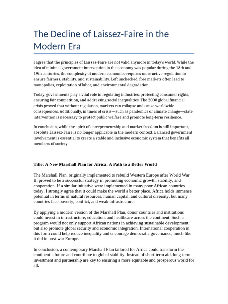 The Shift from Laissez-Faire Economics | PDF | Free Market | Sustainability