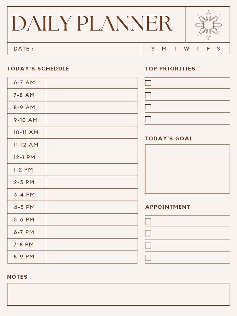Beige Simple Minimalist Daily Planner | PDF