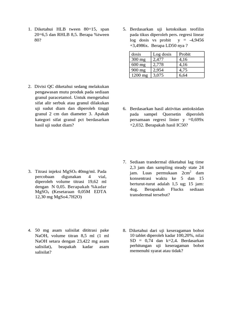 SOAL HITUNGAN profesi Apoteker | PDF