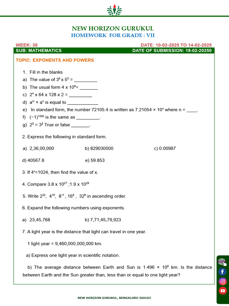 HW CLASS 7 Docx 1739522066 | PDF | Exponentiation | Horizon