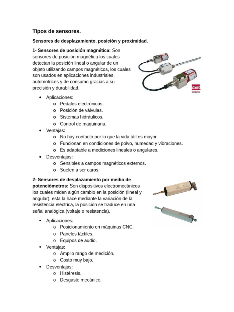 Tipos de Sensores, Electricidad | PDF | Sensor | Campo magnético