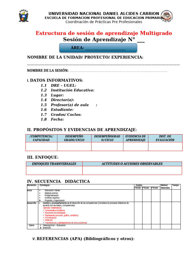 ESQUEMA DE SESION DE APRENDIZAJE | PDF | Aprendizaje | Educación primaria