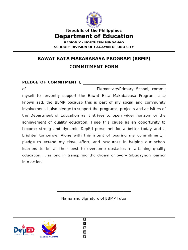 BBMP Commitment and Consent Form | PDF | Cognition | Learning