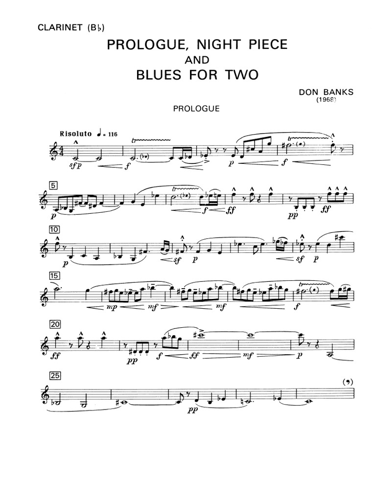 BANKS Prologue, Night Piece and Blues For Two Clarinet Part | PDF